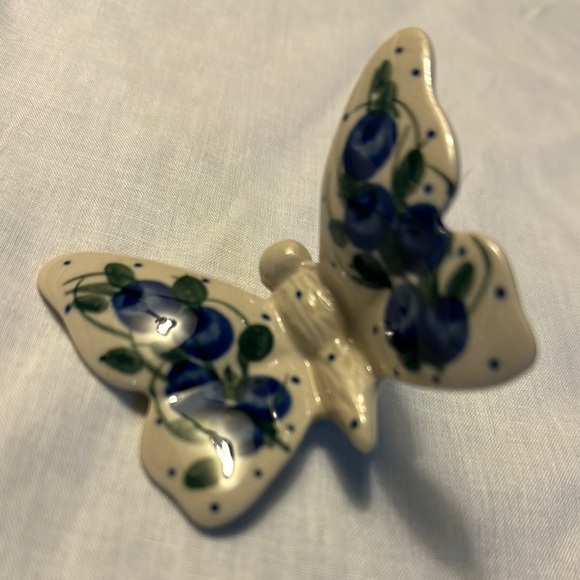 Accents | Ceramic Butterfly Figurine With Blue Floral Design | Poshmark